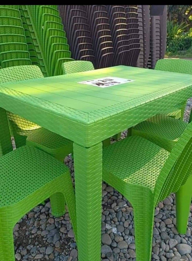 Dining set plastic rattan, Furniture & Home Living, Furniture, Tables ...