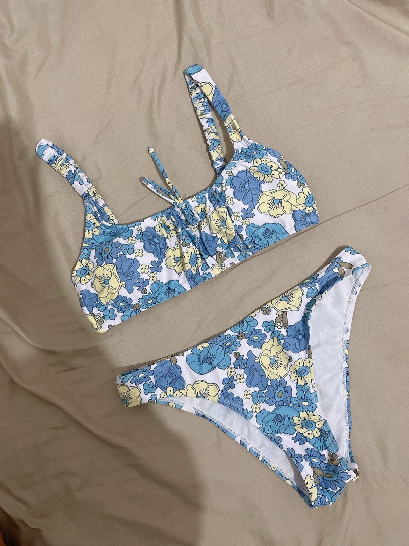 Floral Blue Bikini, Women's Fashion, Swimwear, Bikinis & Swimsuits on ...
