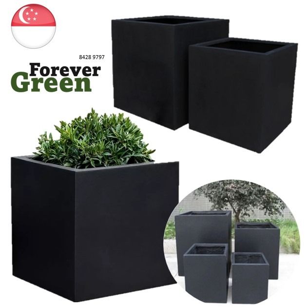 [FREE DELIVERY] Black Square Large Planter Plant Pot Box, Furniture ...