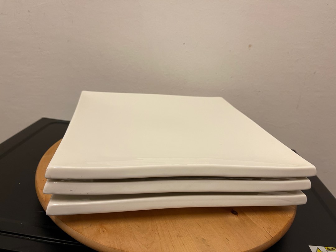 Heavy Plain White Ceramic Plate x 3, Furniture & Home Living ...