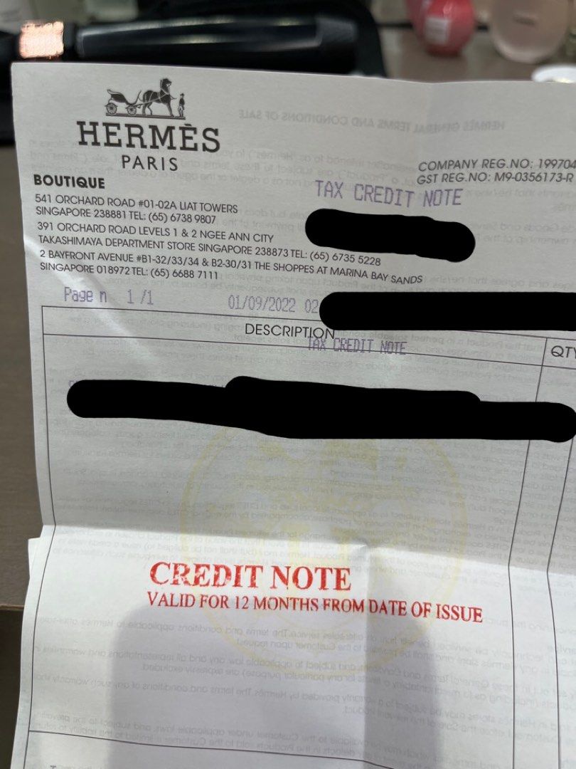 Hermes $1350 Credit Note, Tickets & Vouchers, Store Credits on Carousell