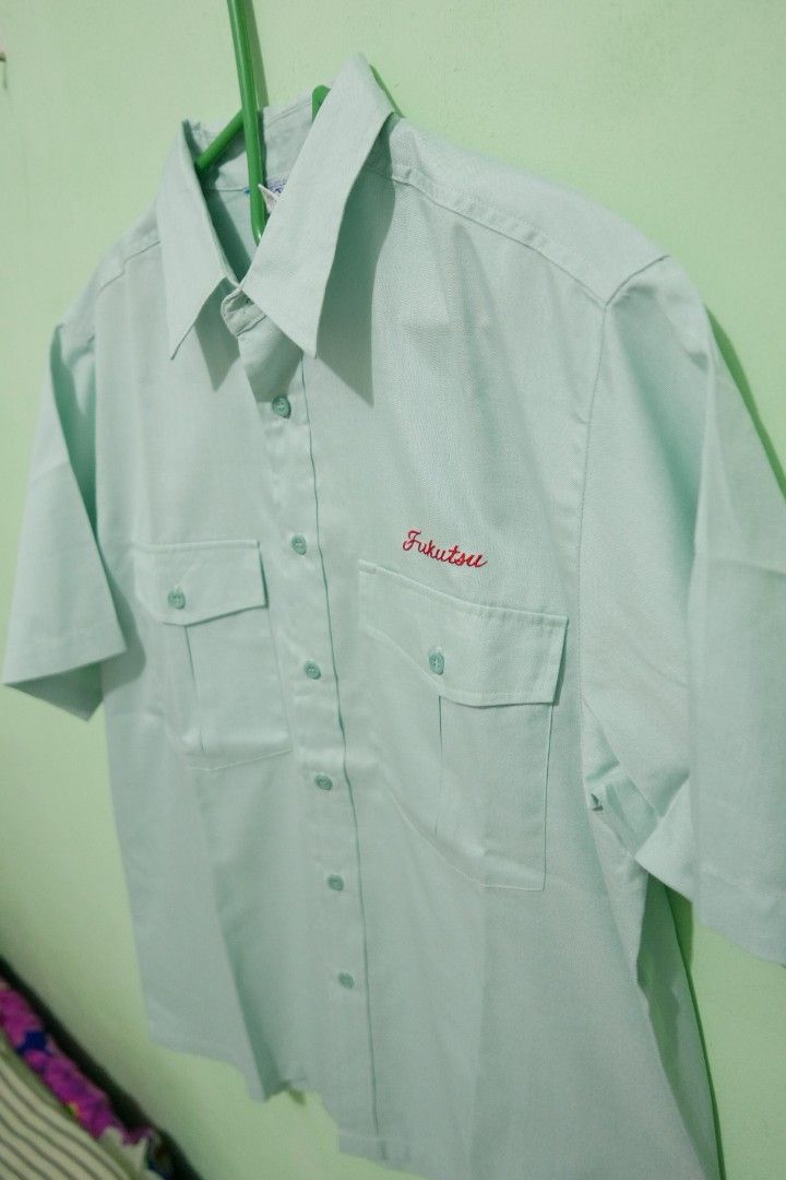 Japanese Work Shirts Fukutsu, Fesyen Pria, Pakaian , Atasan di Carousell