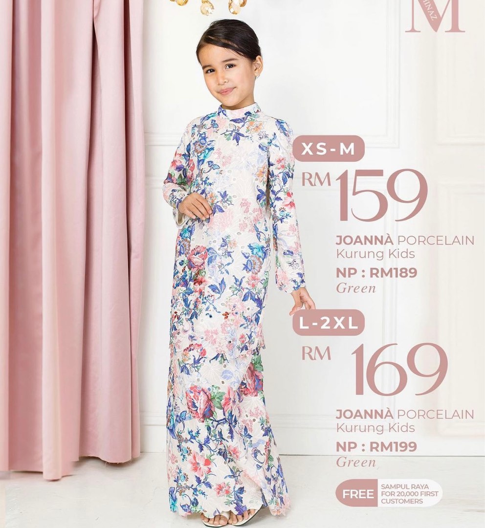 Joanna Porcelain Kurung Minaz, Women's Fashion, Muslimah Fashion, Baju ...