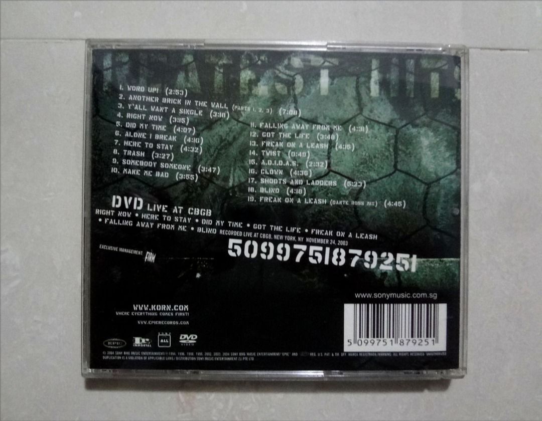 KORN CD + DVD Greatest Hits Vol 1, Hobbies & Toys, Music & Media, CDs ...
