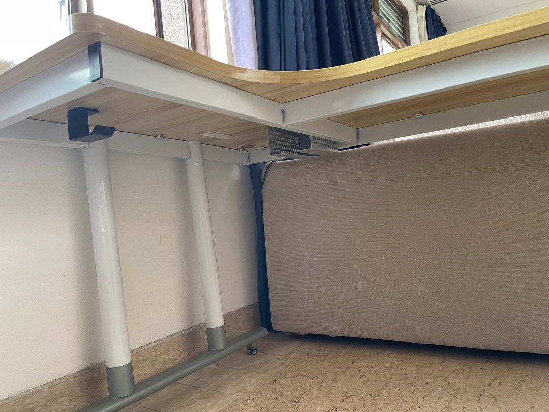 Large computer table (L shaped), Furniture & Home Living, Furniture ...