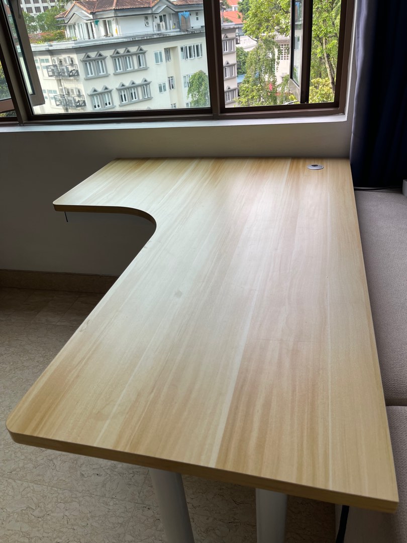 Large computer table (L shaped), Furniture & Home Living, Furniture ...