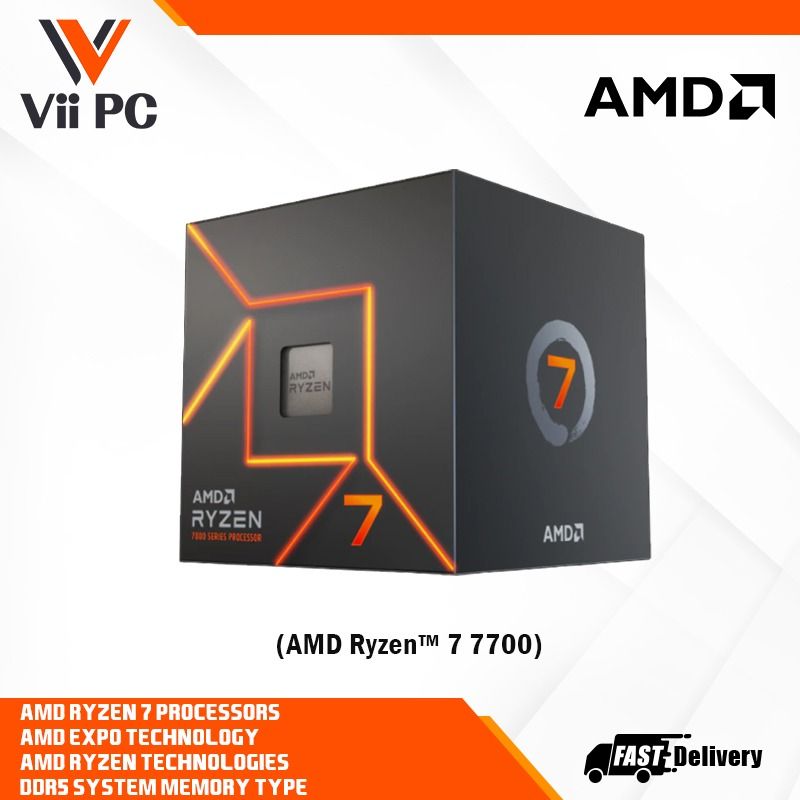 [LOCAL STOCK] AMD Ryzen 7 7700 With Wraith Prism Cooler Socket AM5, 8 ...