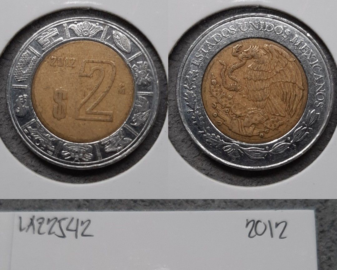 MEXICAN 2 PESOS BIMETALLIC COIN, Hobbies & Toys, Memorabilia ...