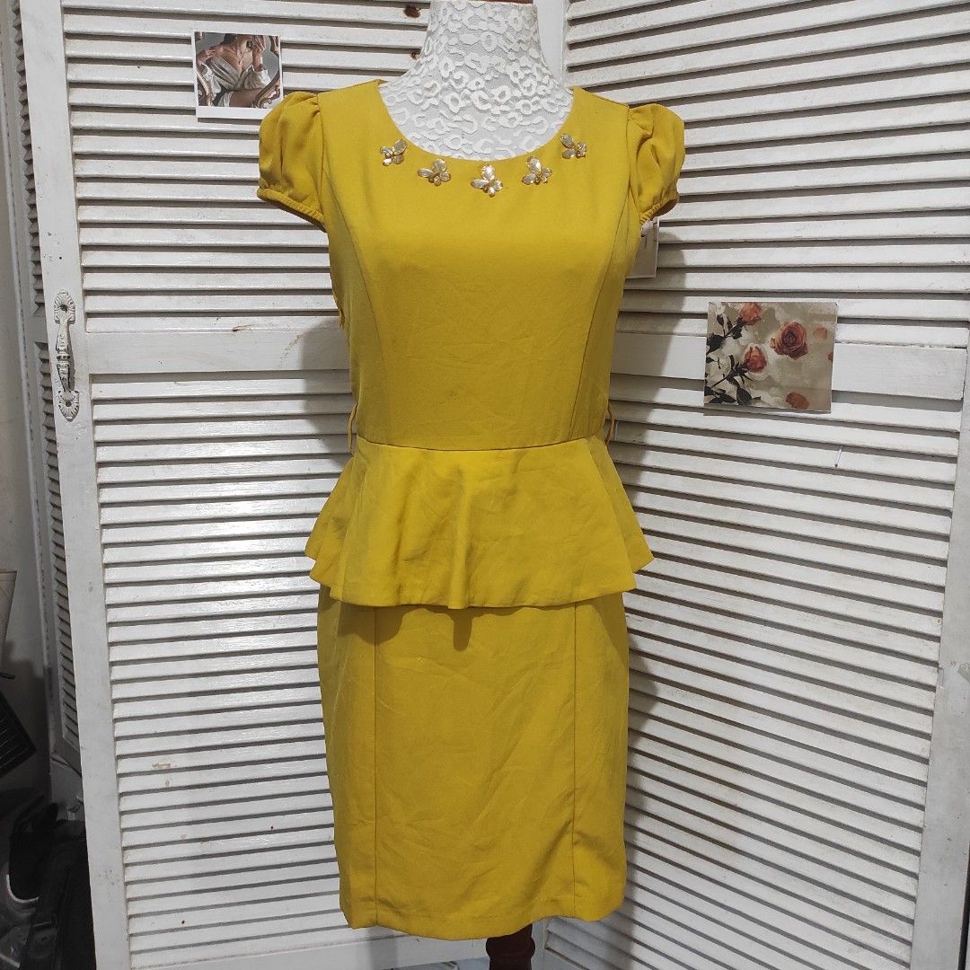 MUSTARD FORMAL OFFICE DRESS, Women's Fashion, Dresses & Sets, Dresses ...