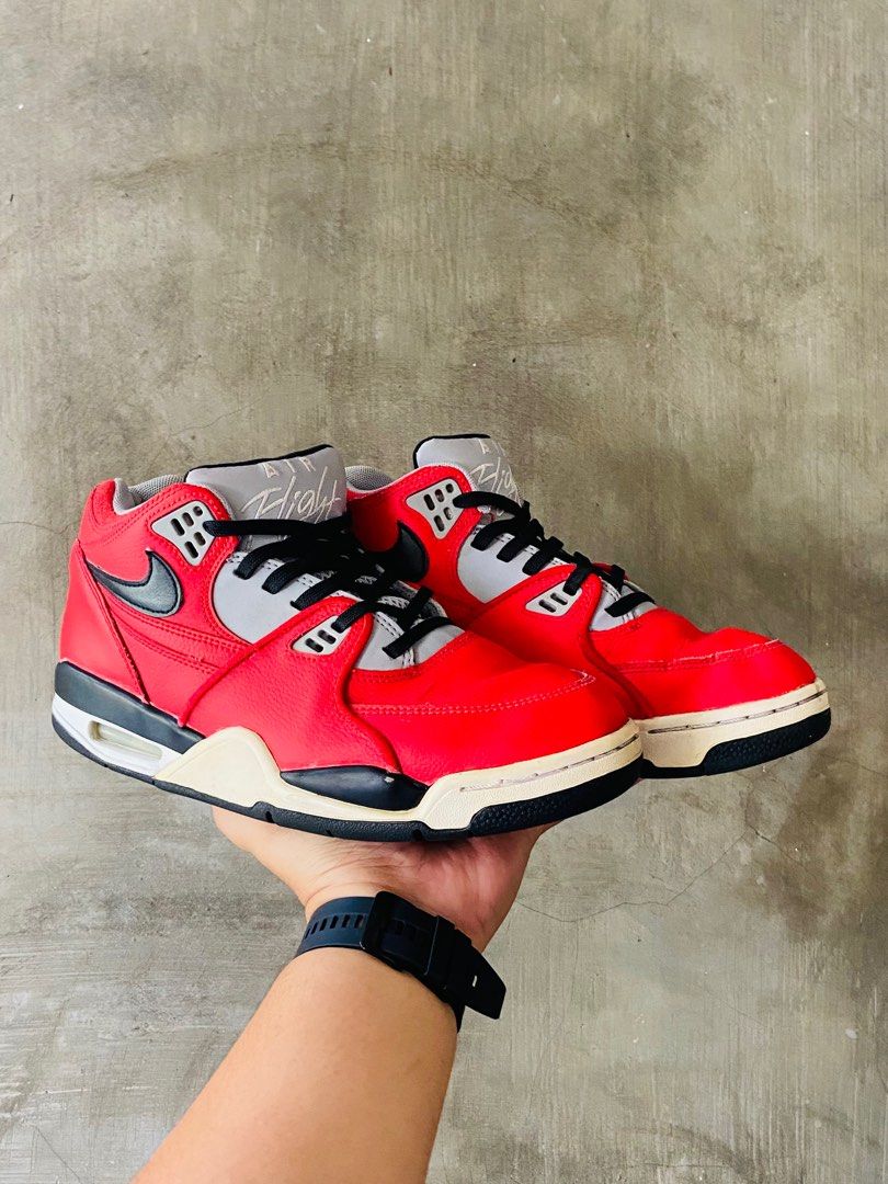 Nike Air Flight 89 Red Cement UPC Tembus, Fesyen Pria, Sepatu , Sneakers di Carousell