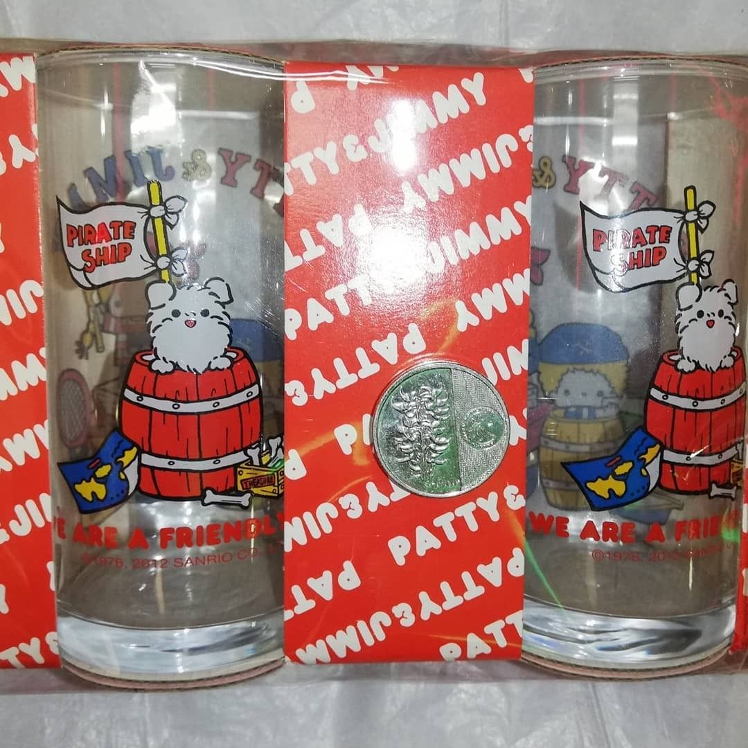 Original Sanrio Patty & Jimmy drinking glass without handle, Furniture ...