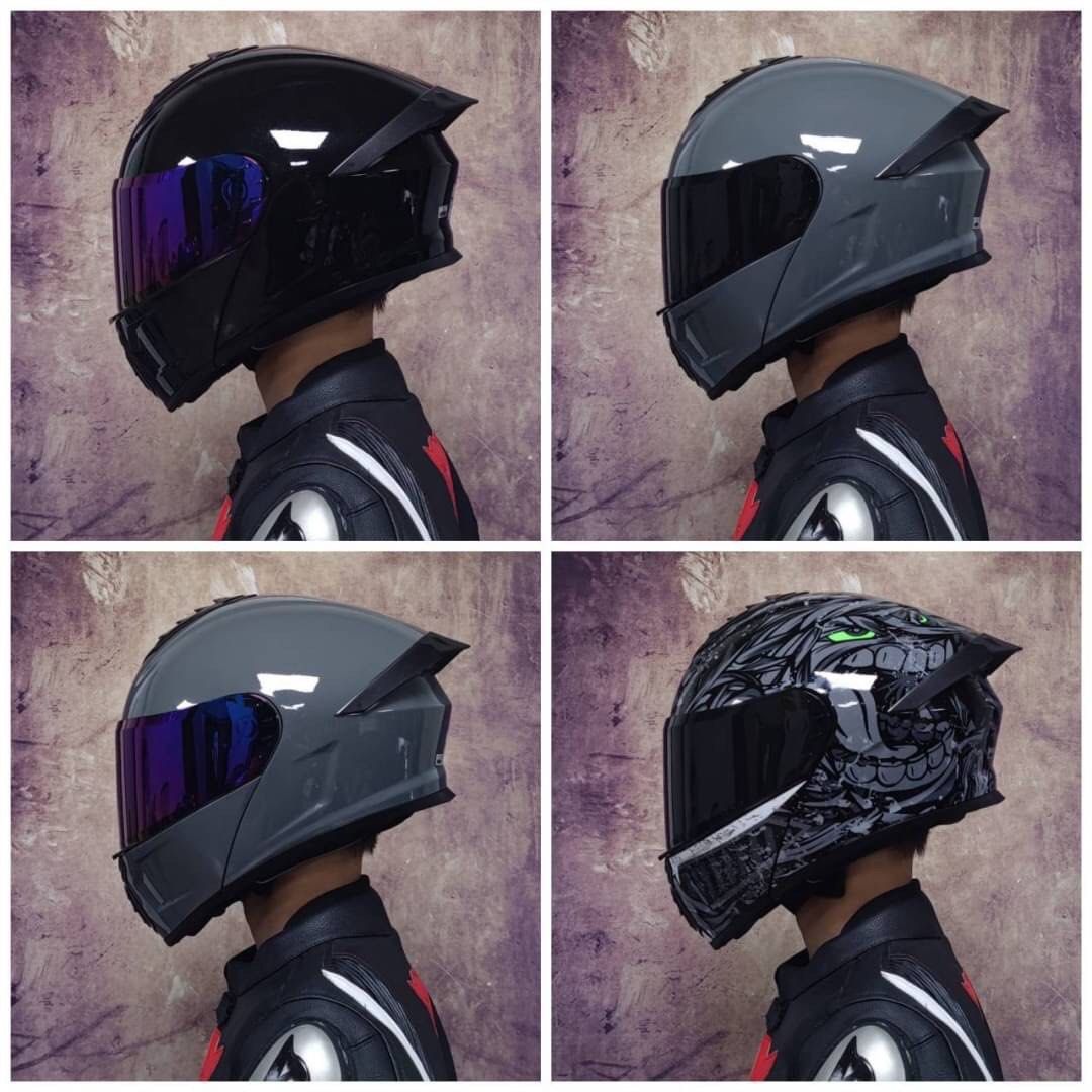 ORZ motorbike modular helmet with double visor and DOT certification ...
