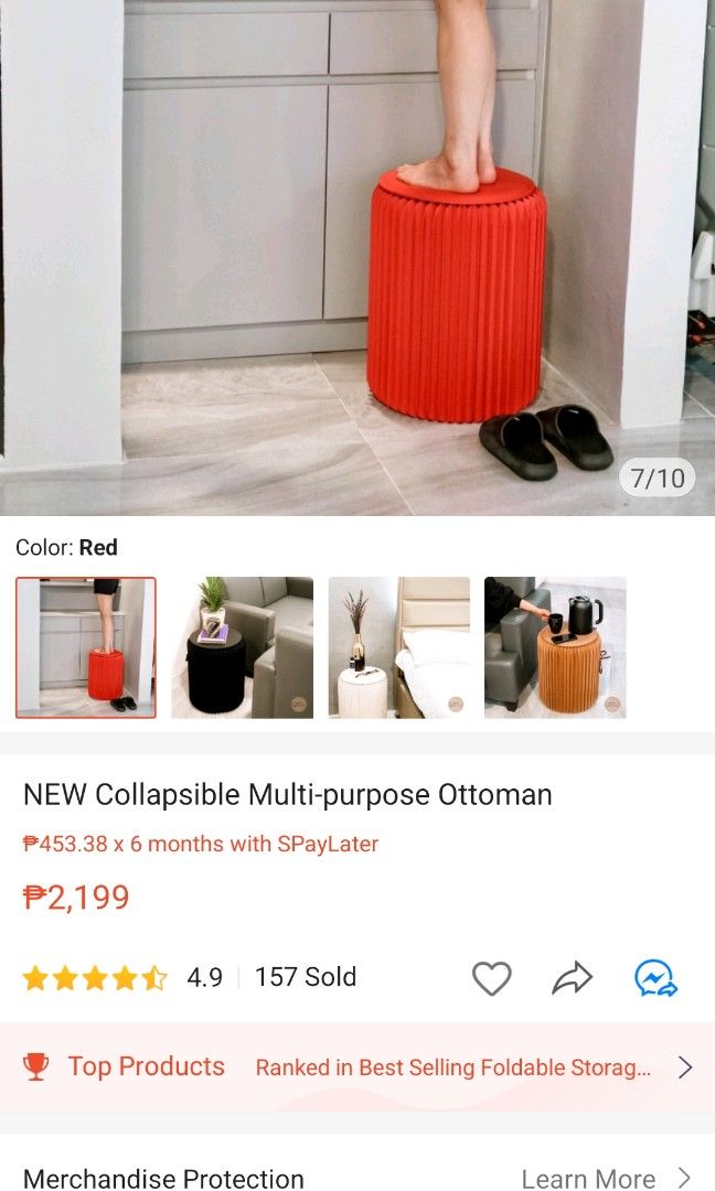 Ottoman multi purpose collapsible folding chair paper craft stool ...