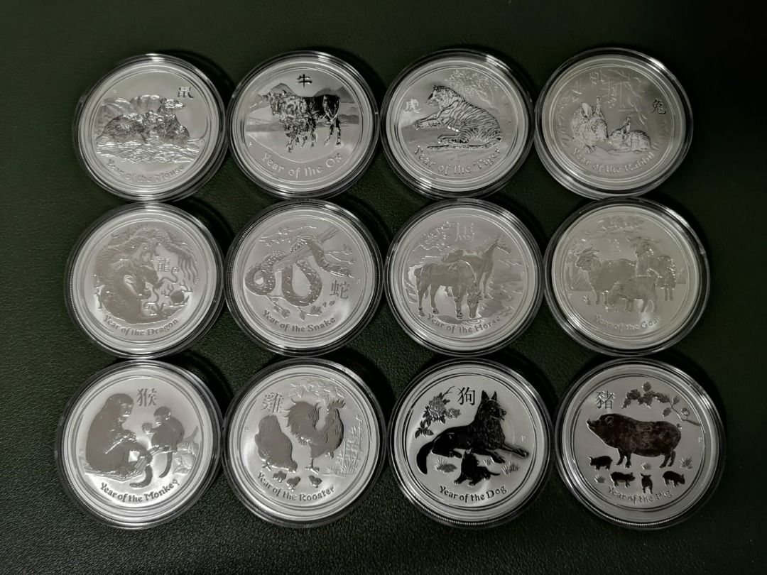 Perth Mint Lunar Series II complete set - 1oz 99.99% fine silver coins ...