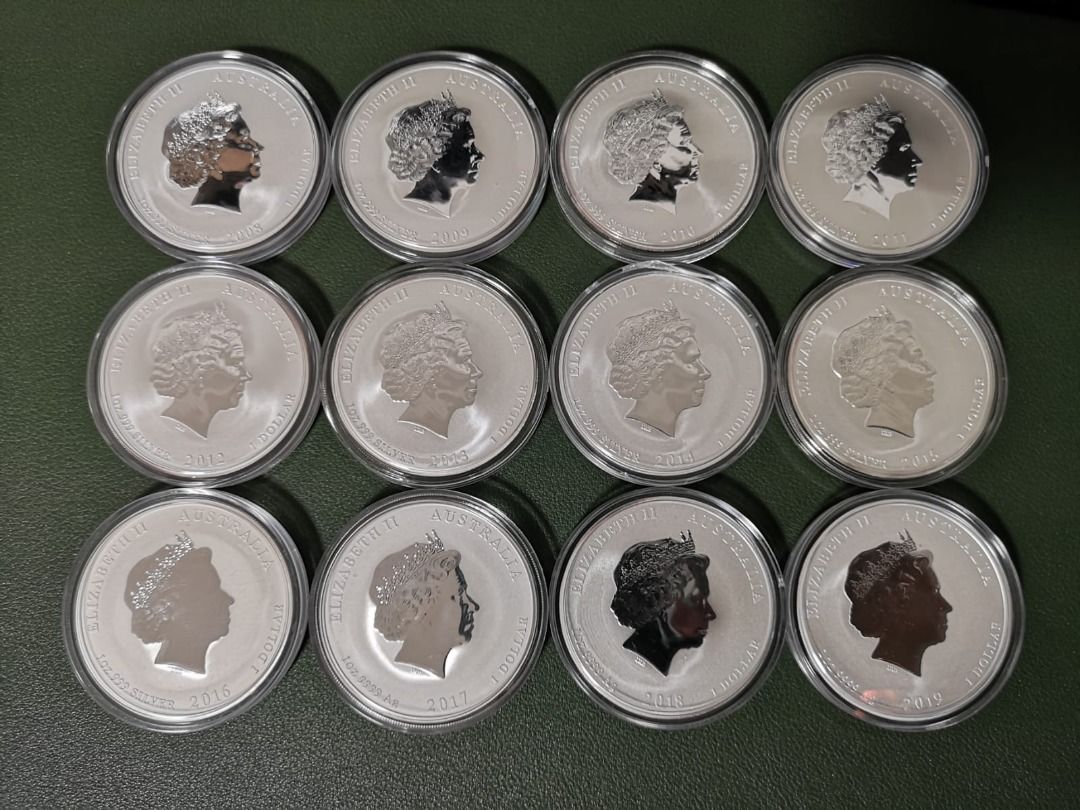 Perth Mint Lunar Series II complete set - 1oz 99.99% fine silver coins ...