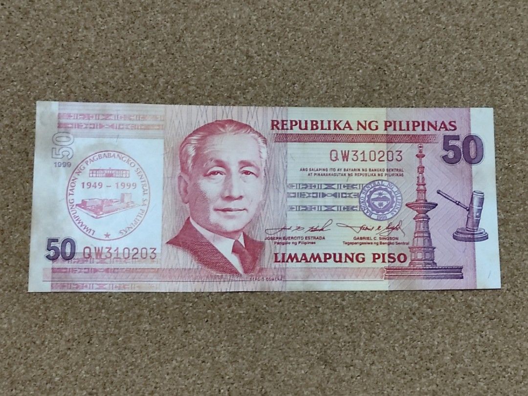 Philippine Banknote | 50 Piso BSP Series w/ overprint 50th Year BSP ...