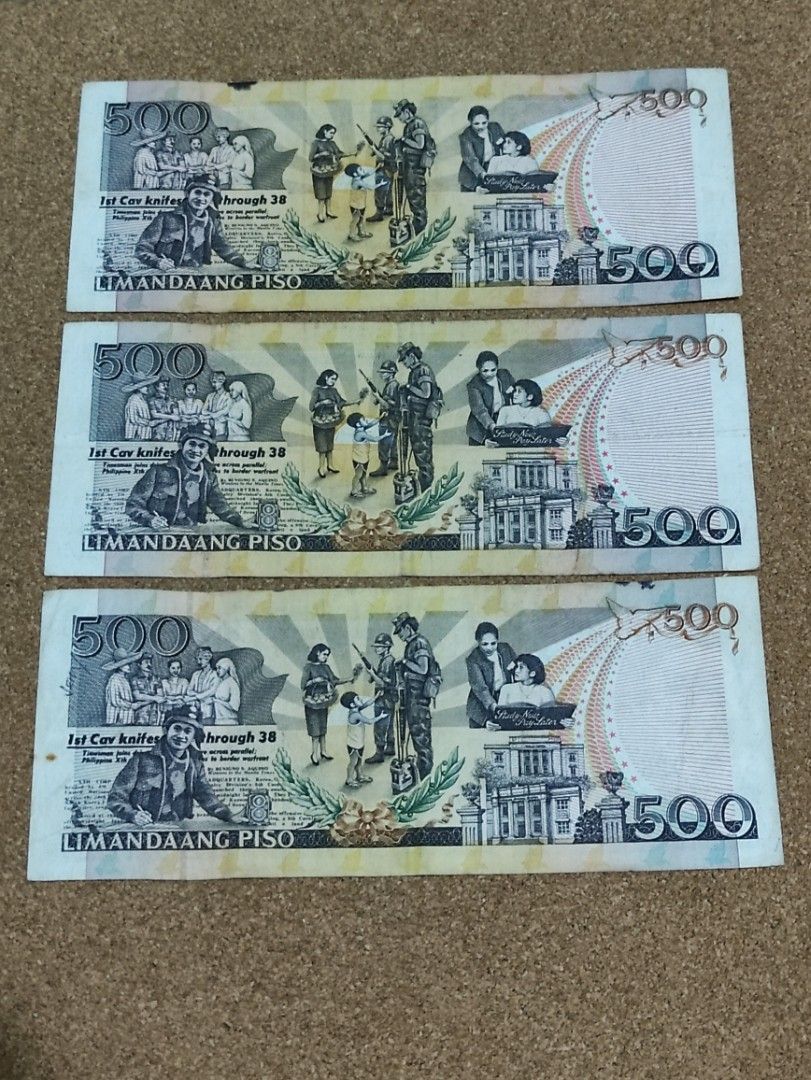 Philippine Banknotes | 3 pcs 500 Piso NDS Series, Hobbies & Toys ...