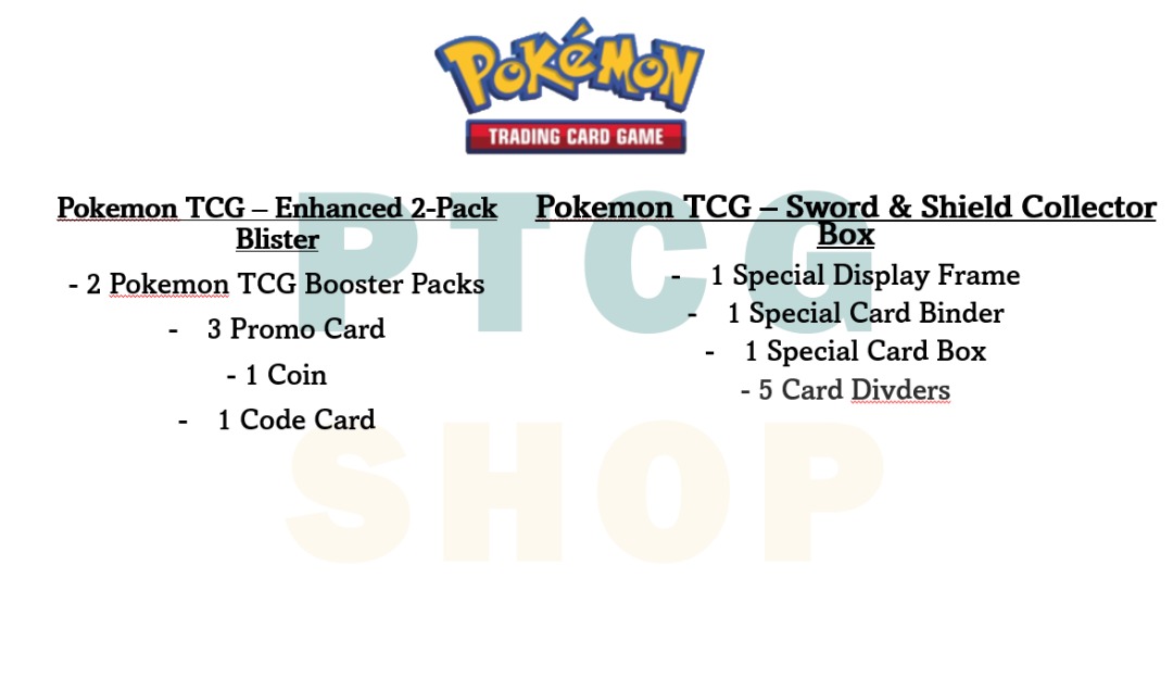(PO) Pokemon TCG Enhanced 2-Pack Blister / Sword & Shield Collector Box ...