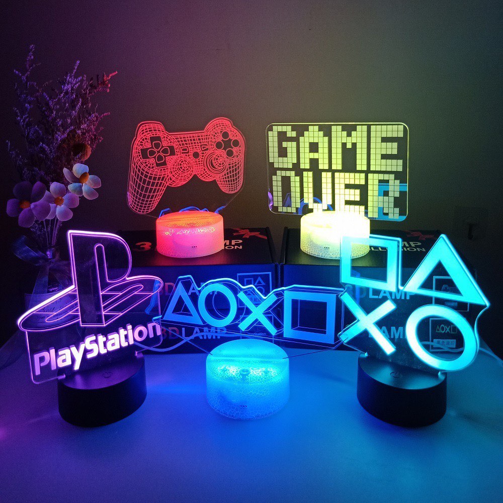 PS4 PS5 3D Light LED Acrylic Vision Night Light 16 Colors with remote ...
