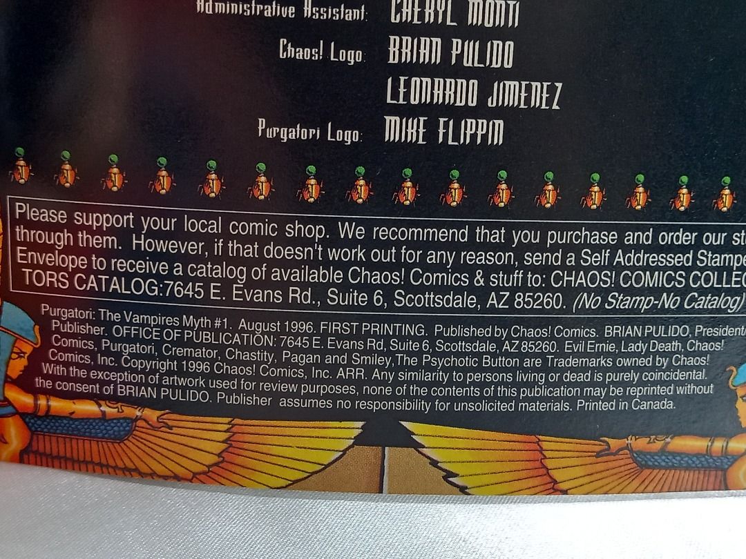 PURGATORI: The Vampires Myth #1 Comics August 1996 RED CHROMIUM COVER ...