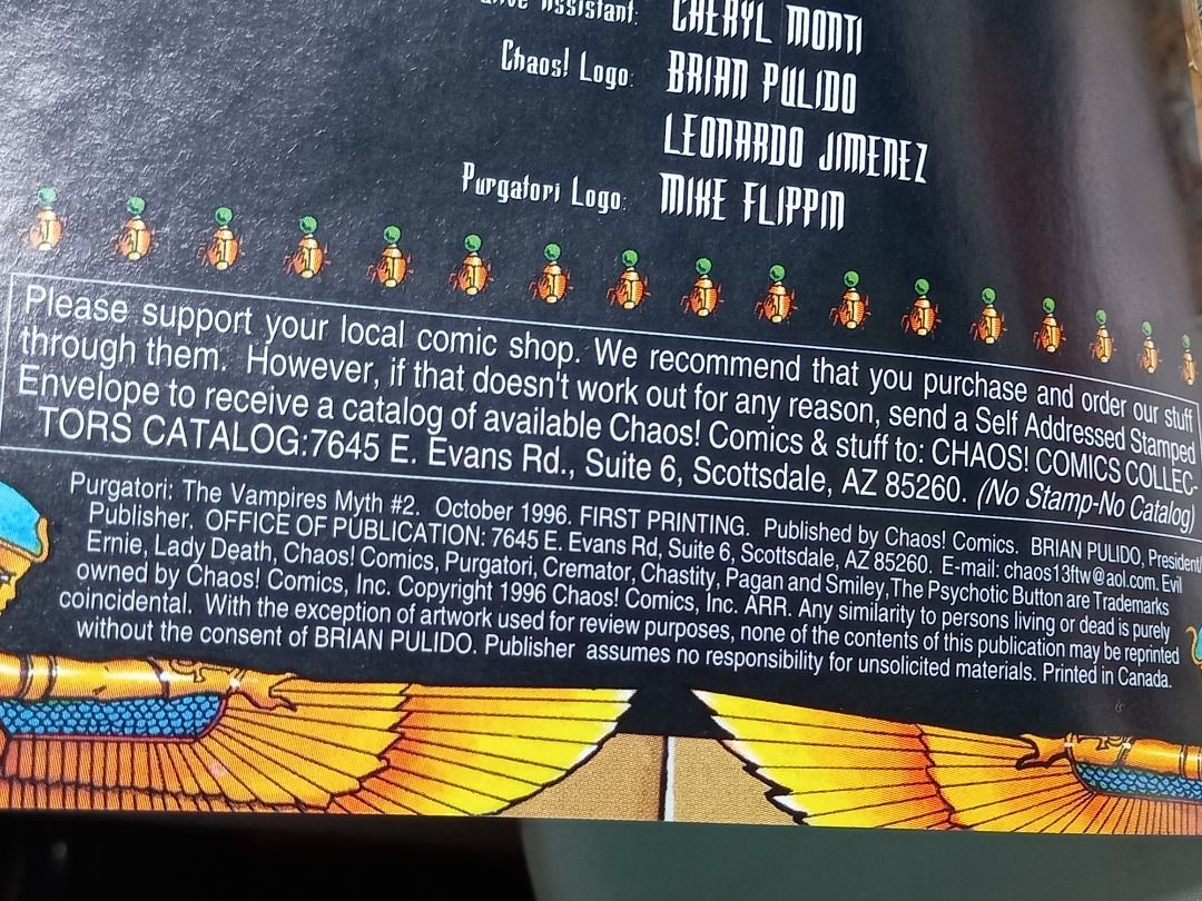 PURGATORI: The Vampires Myth #2 Comics October 1996 , Hobbies & Toys ...