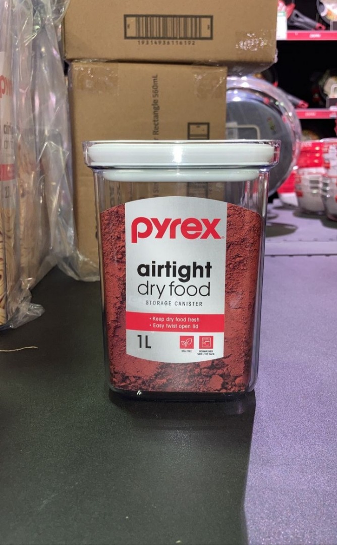 Pyrex Airtight Dry Food Storage Canister 1L, Furniture & Home Living ...