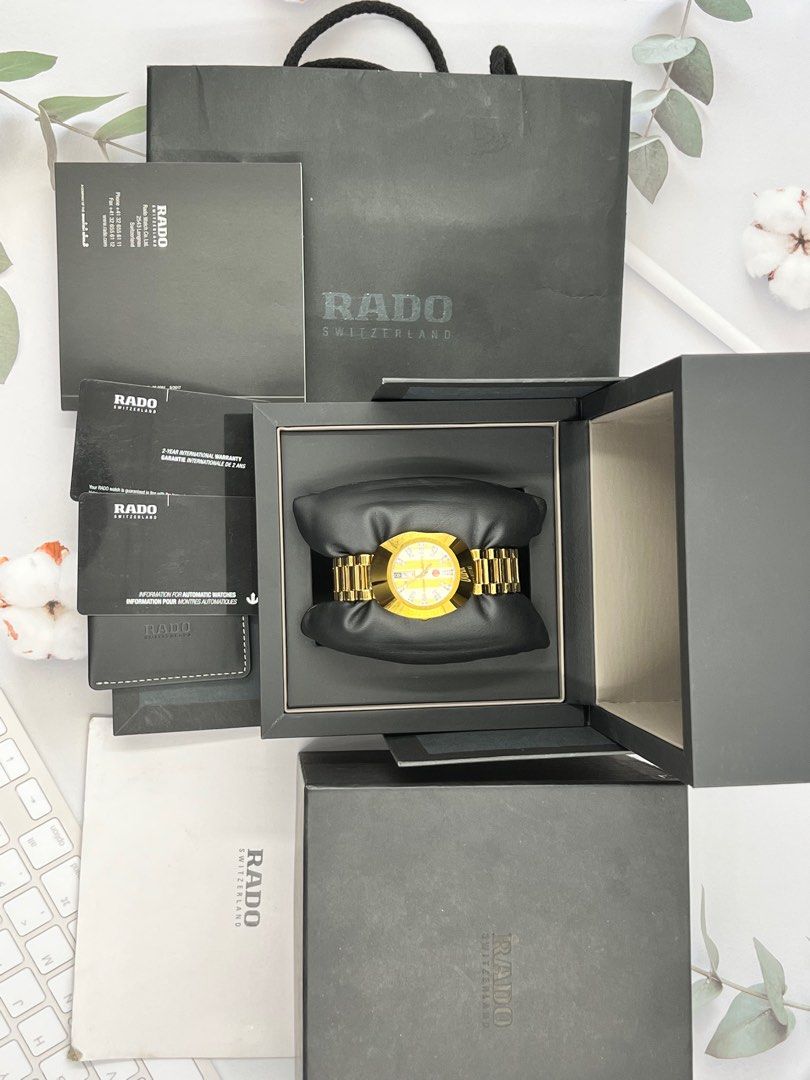 RADO DIASTAR 2020 Large Gold Platedt Current Latest Model Complete Set ...