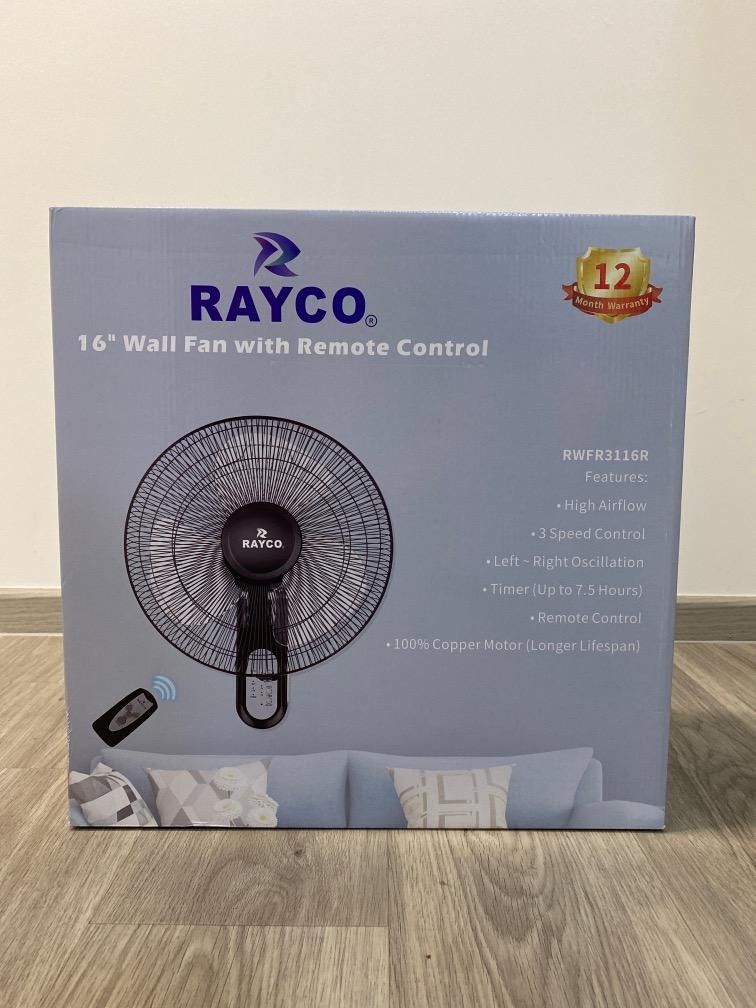 Rayco 16 inch Wall Fan with Remote Control (RWFR3116R) (Black ...