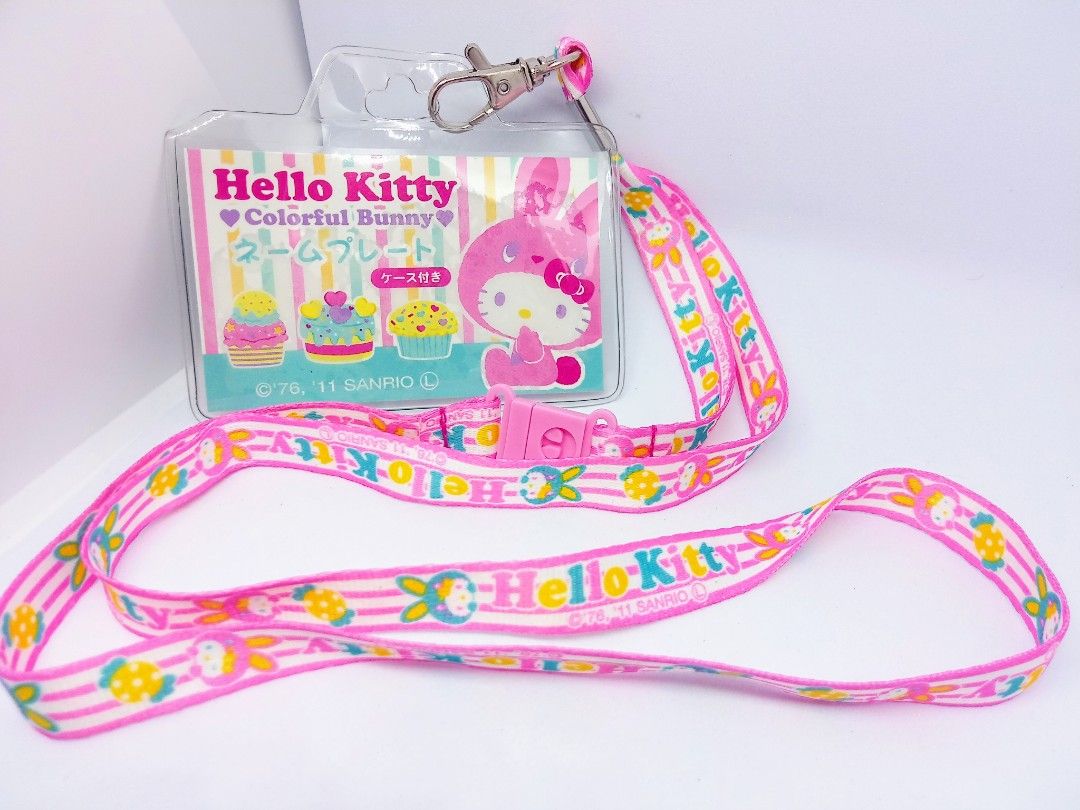 Sanrio Hello Kitty Colorful Bunny ID Plastic Case Name tag w/ Lanyard ...