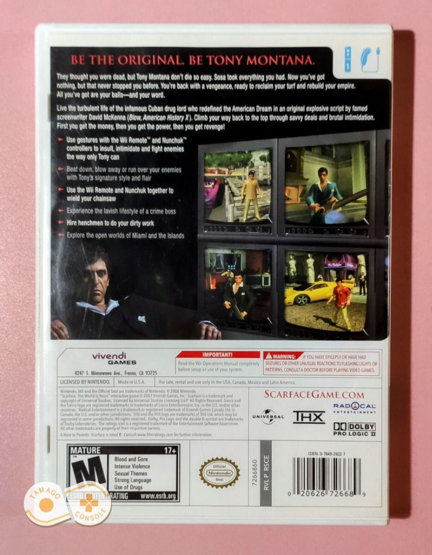 Scarface the World is Yours - [Wii Game] [NTSC / ENGLISH Language] [CIB ...