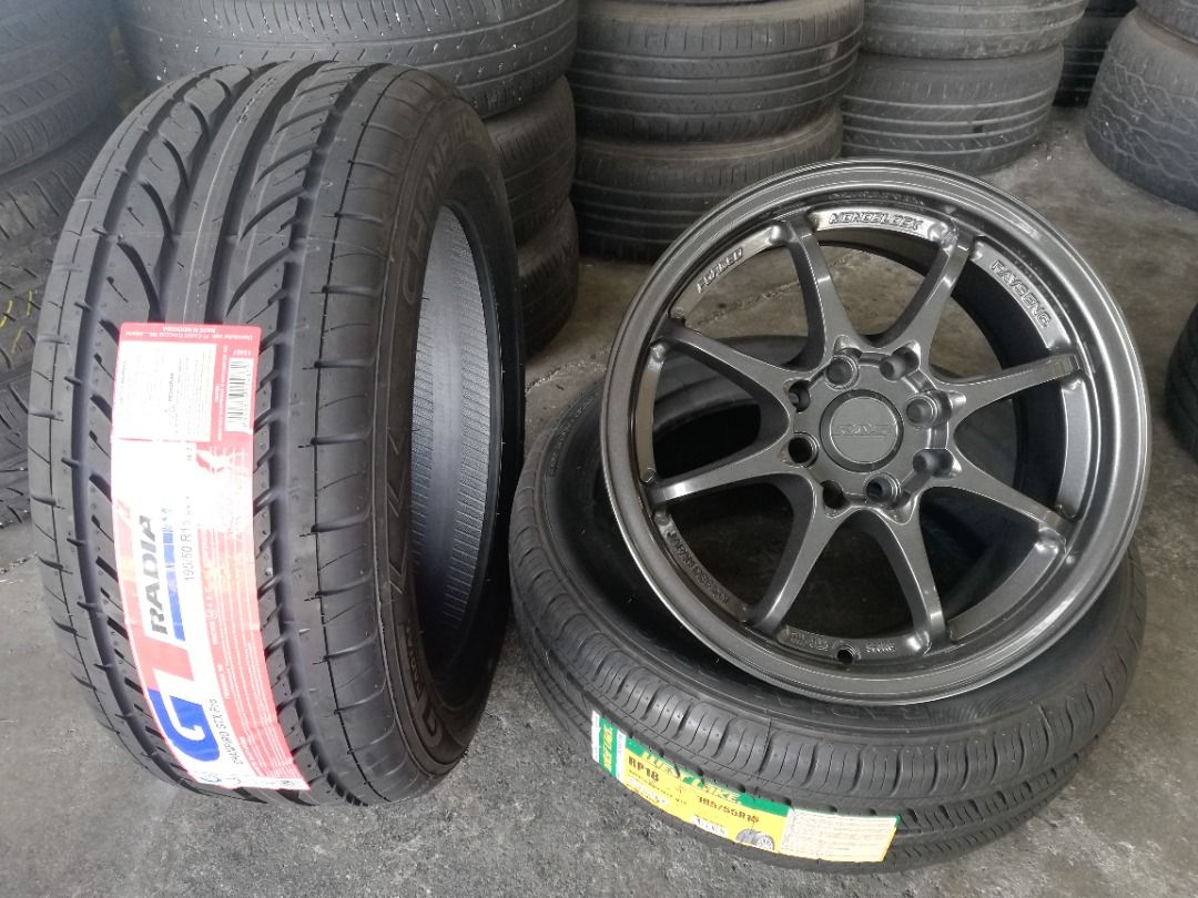 sport rim baru 15 axia bezza myvi ce28 siap tayar baru, Auto Accessories on Carousell
