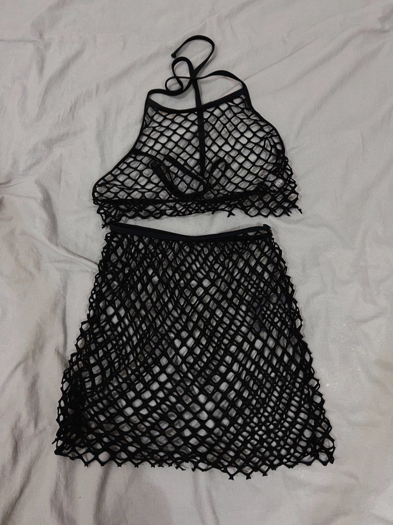 Swimsuit cover up halter top & skirt, Women's Fashion, Dresses & Sets ...
