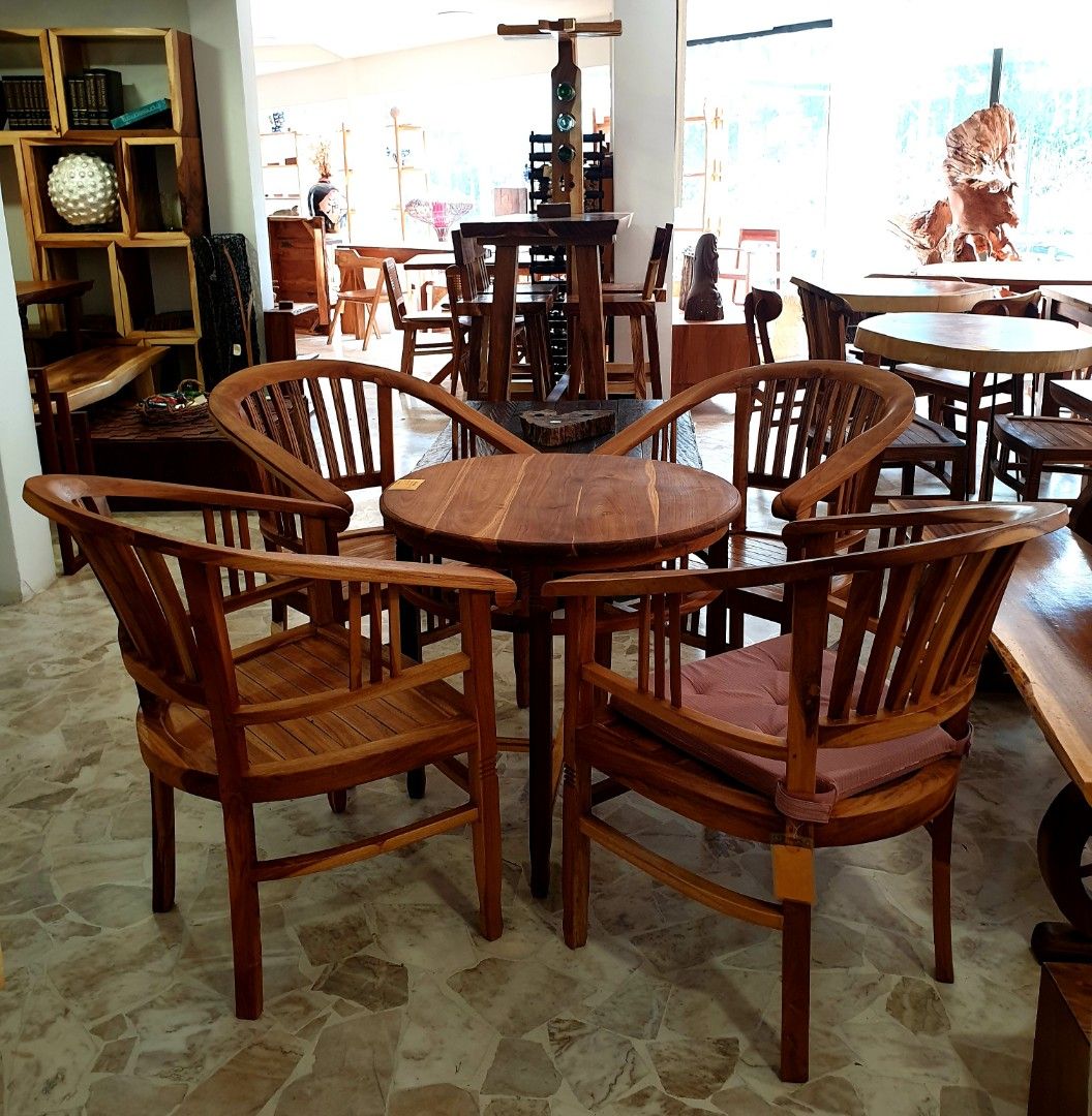Teak Wood Table Set, Furniture & Home Living, Furniture, Tables & Sets ...