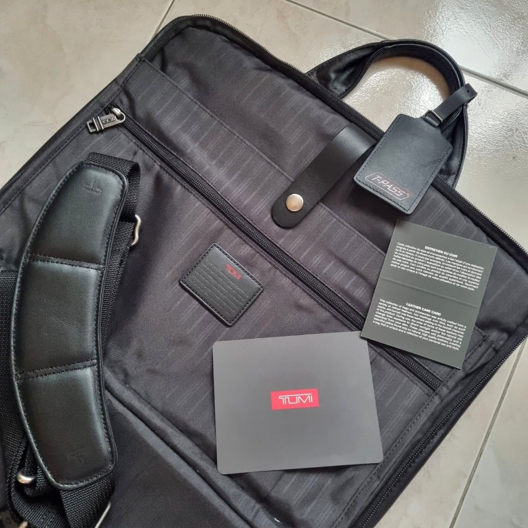 TUMI T-PASS Laptop Computer Sleeve Leather Bag, Luxury, Bags & Wallets ...