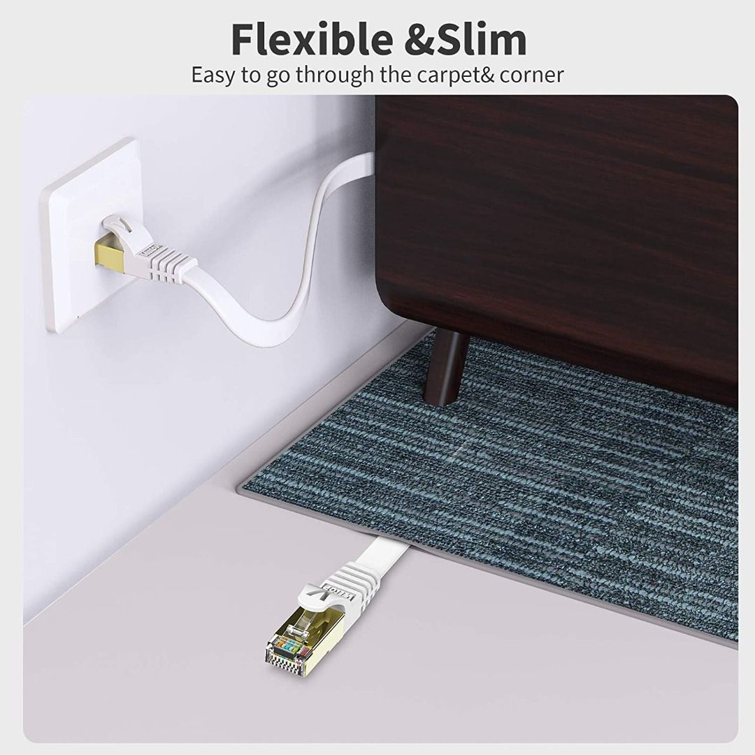 Veetop Flat Ethernet Cables 10m 32 8ft Cat7 High Speed 10gbps Rj45 Cat 7 Networking Ethernet