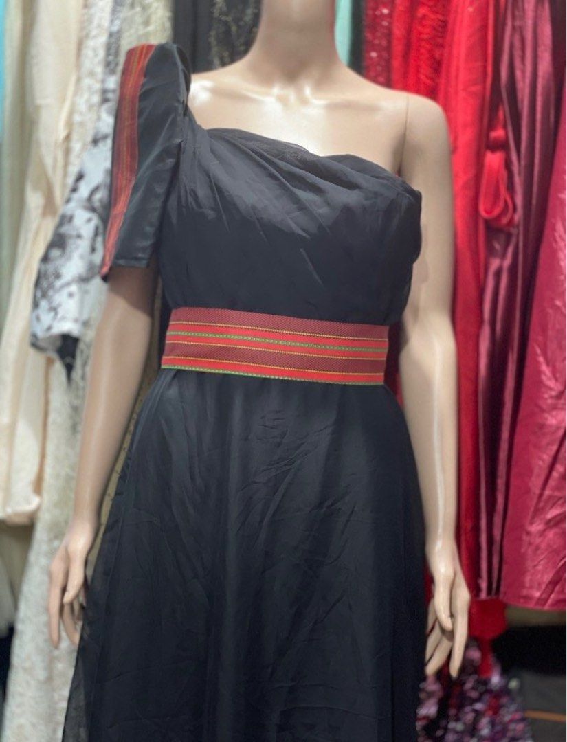 Venus cut / one-sleeve black filipiniana with ethnic prints, Women's ...