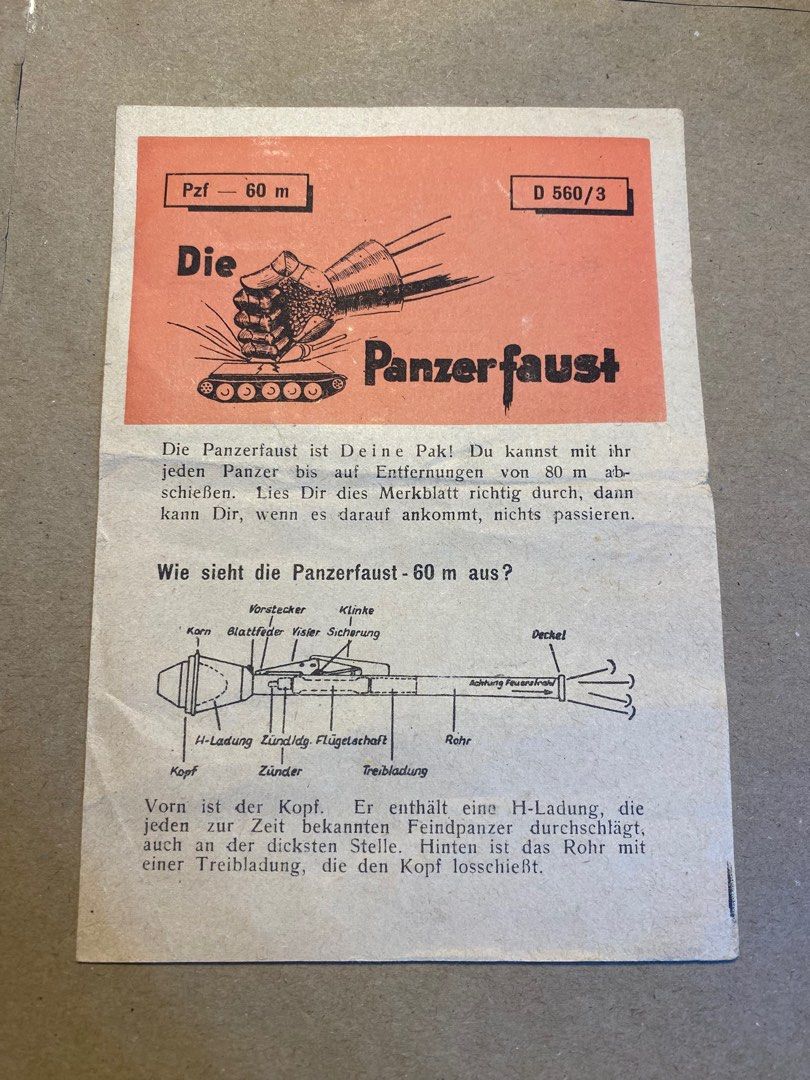 WW2 German Panzerfaust 60m Instructions, Hobbies & Toys, Memorabilia ...