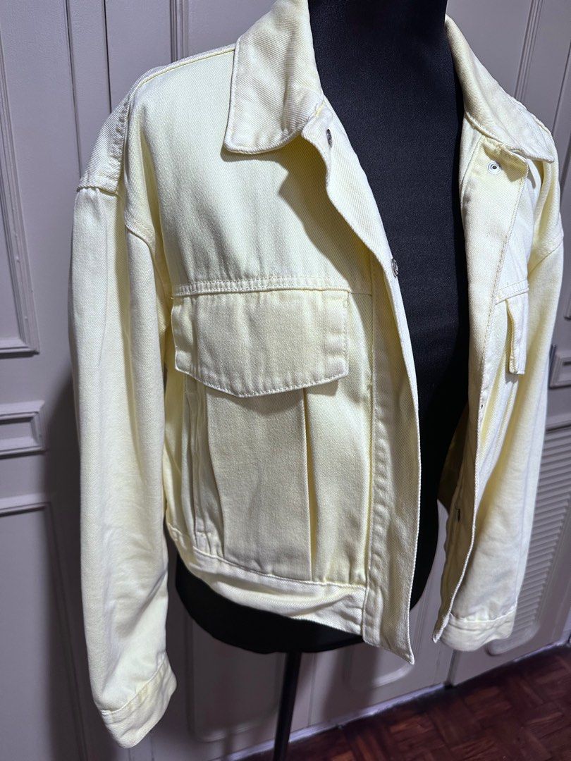 Zara Denim Jacket (Light Yellow), Women's Fashion, Coats, Jackets and ...