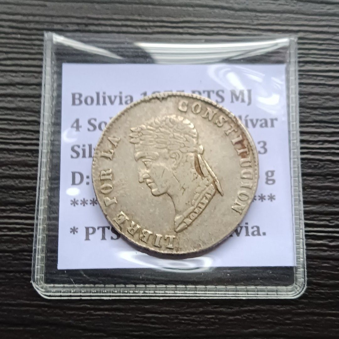 1855 PTS MJ Bolivia 4 Soles - Simon Bolivar ( 31.6mm silver.667), Hobbies & Toys, Collectibles ...