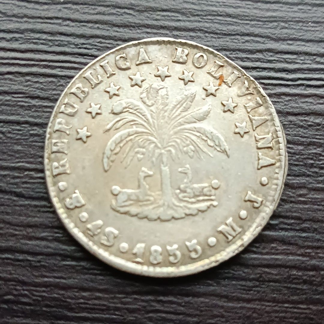 1855 PTS MJ Bolivia 4 Soles - Simon Bolivar ( 31.6mm silver.667), Hobbies & Toys, Collectibles ...