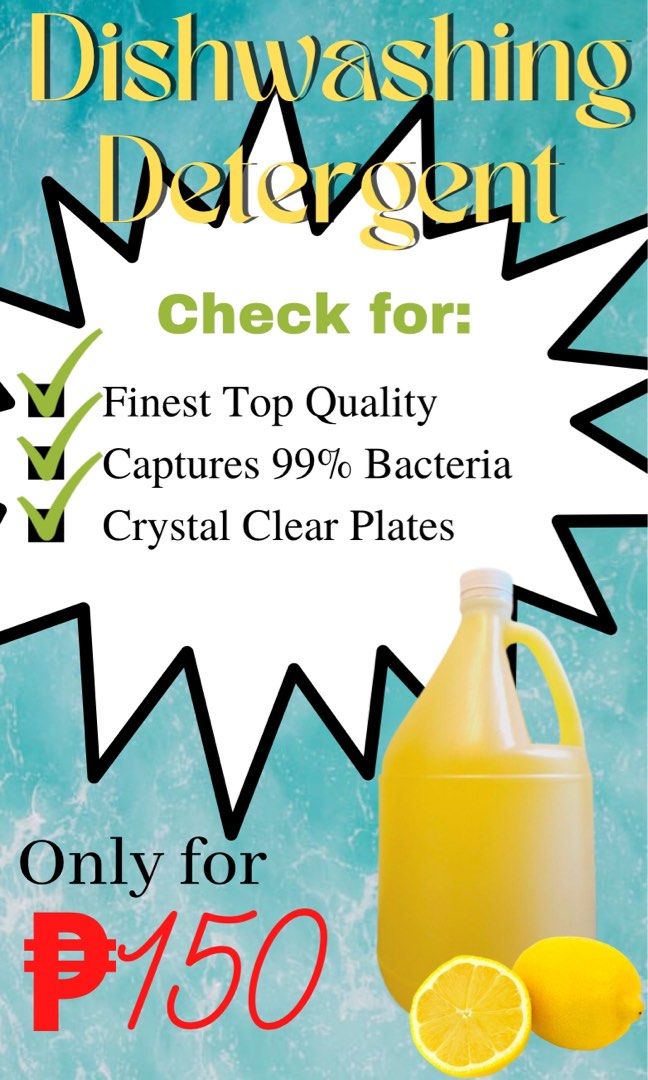 1 Gallon of Lemon scented Dishwashing liquid soap, Furniture & Home ...