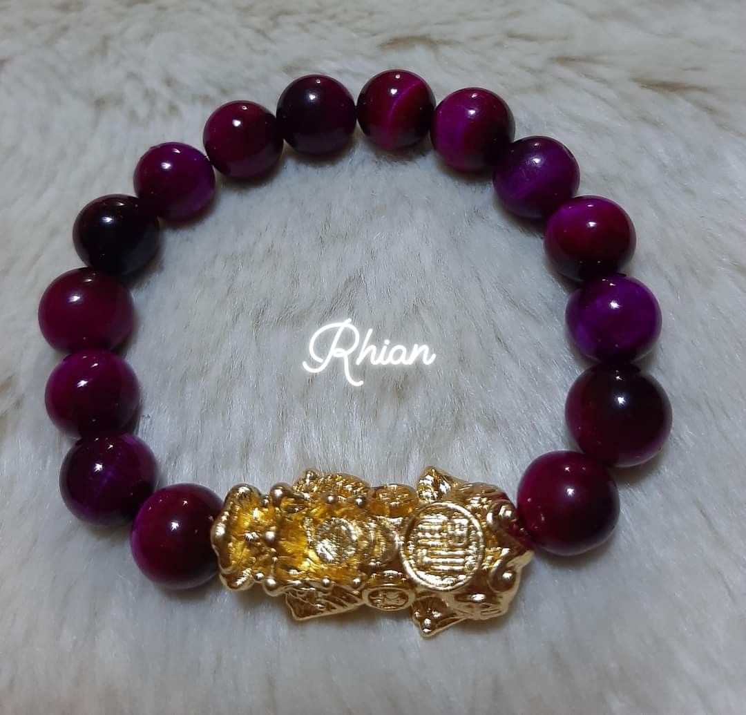 2023 Magenta Tiger's Eye Piyao, Women's Fashion, Jewelry & Organizers ...