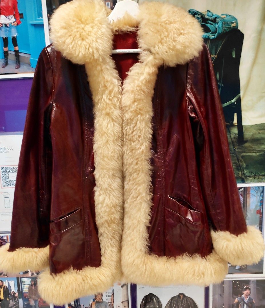 70s Burgundy penny lane leather coat, Women's Fashion, Coats, Jackets and Outerwear on Carousell