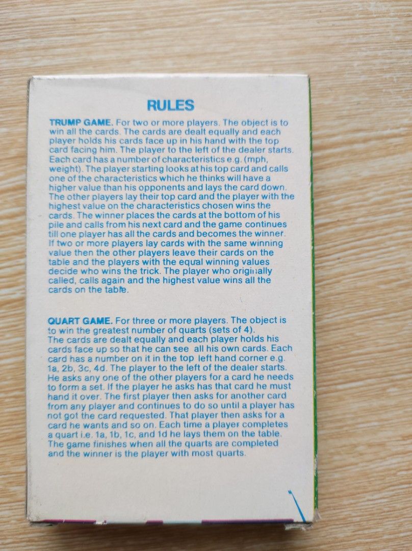 1976 vintage Ace Trump Card Game Complete Set, Hobbies & Toys, Toys ...