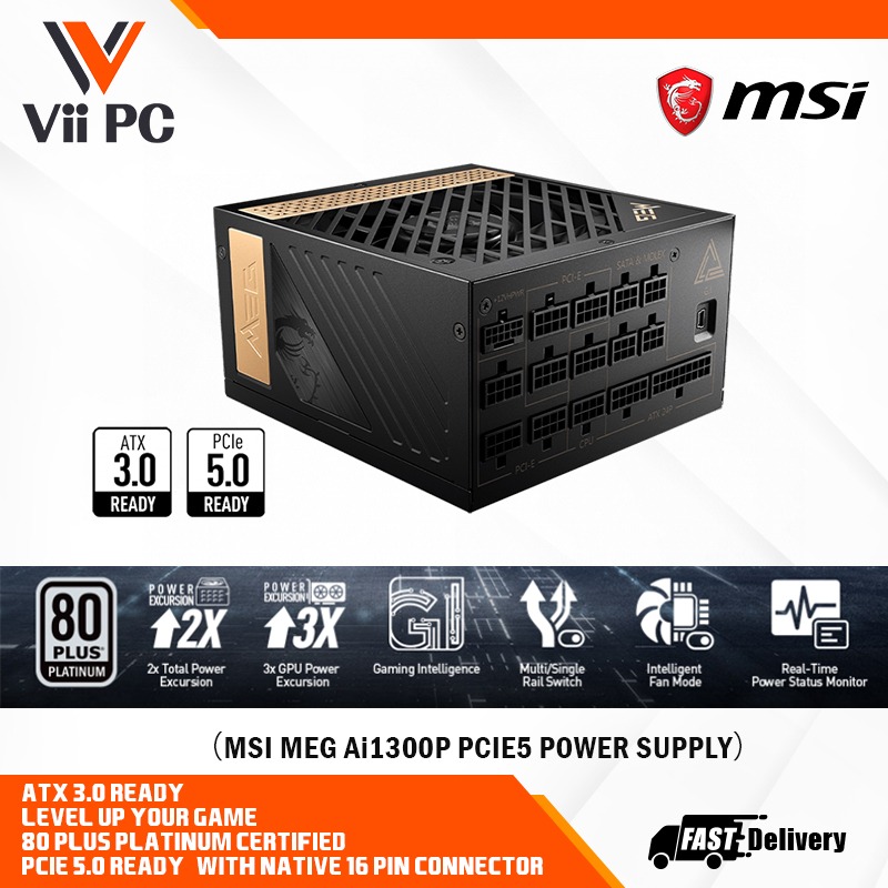 [INSTOCK] MSI MEG Ai1300P Ai1300 1300W PCIE5 80 PLUS Platinum 1300W ...