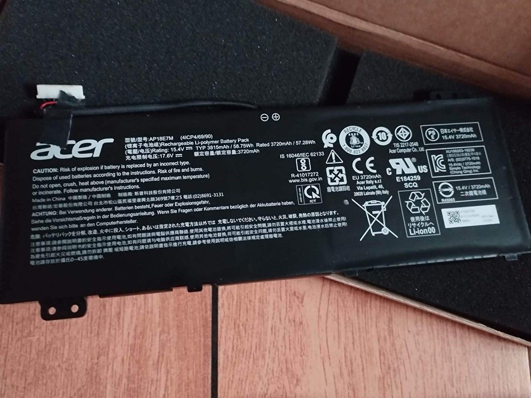 Acer battery AP18E7M, Computers & Tech, Parts & Accessories, Computer ...