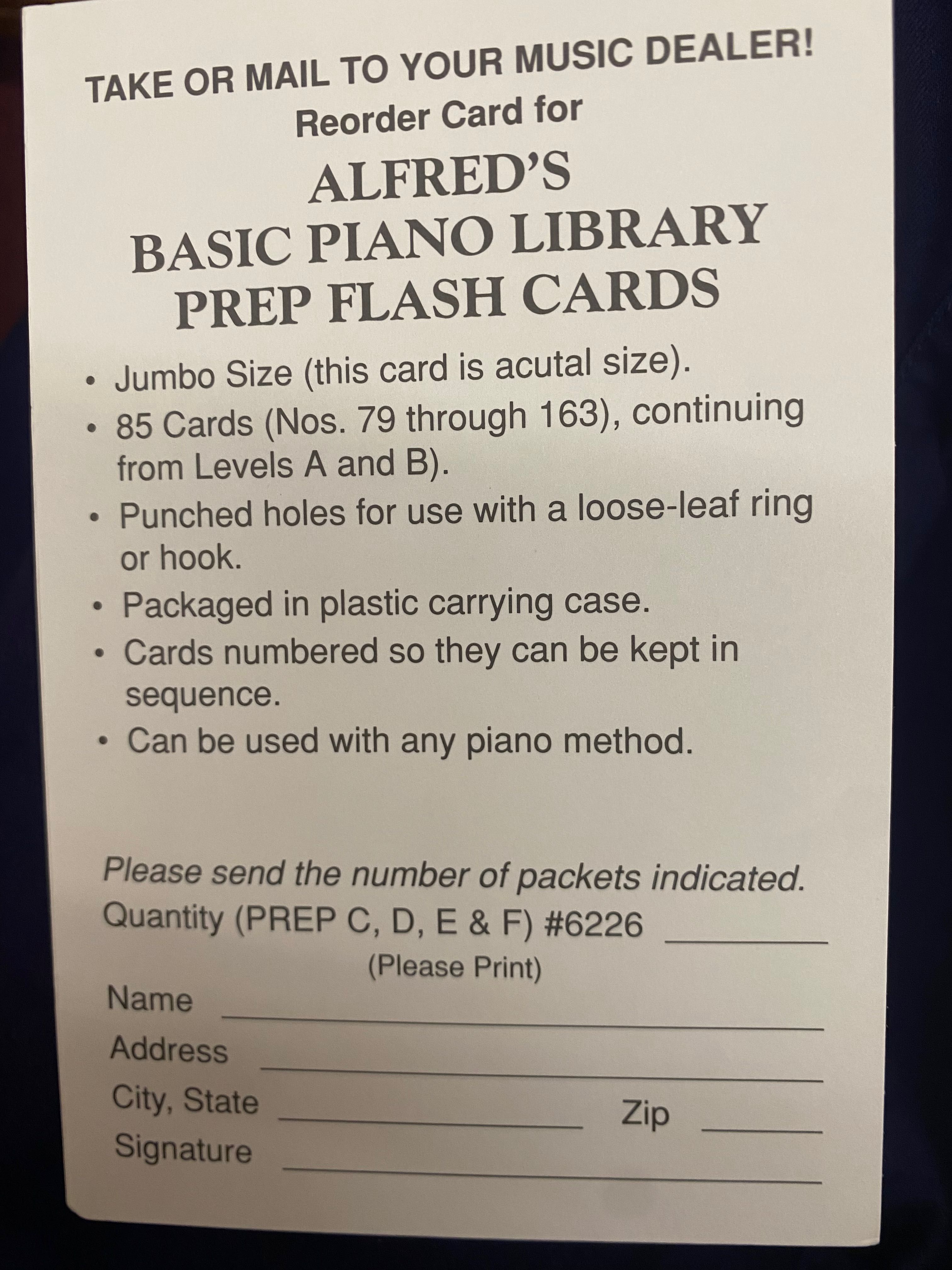 Alfred's Basic Piano Prep Course: Flash Cards, Levels C-F, 興趣及遊戲, 書本 ...