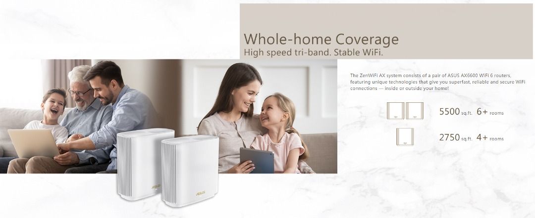 [ASUS] XT8-ZENWIFI AX6600 Tri-band Whole Home Mesh WiFi System Router ...