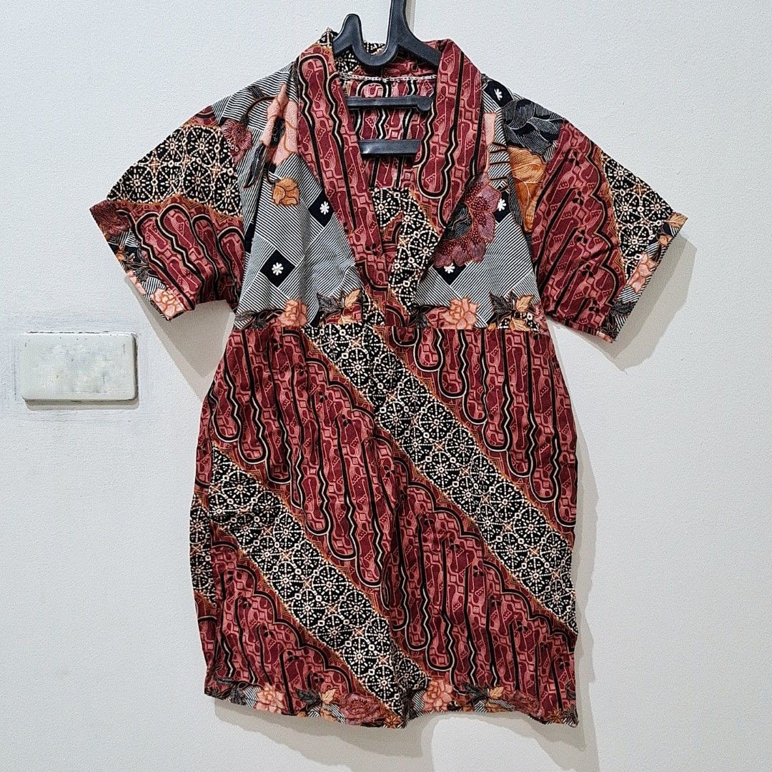 ATASAN BATIK WANITA KERAH KIMONO COKLAT BATA BRICK GELAP SOPAN, Women's ...