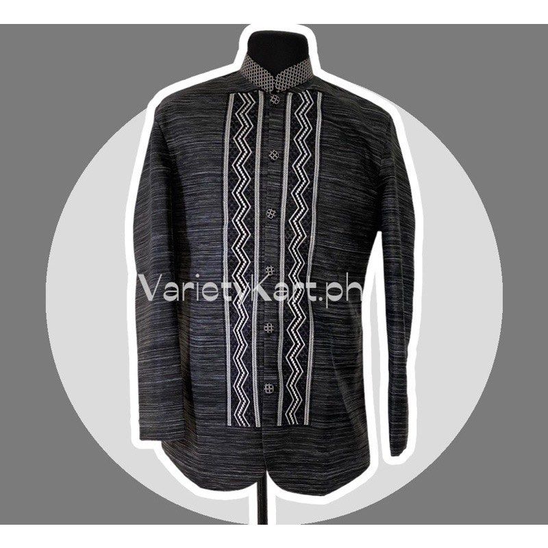 Barong Tagalog Black Medium, Men's Fashion, Coats, Jackets and ...